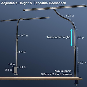 EYOCEAN Desk Lamp with Clamp, 31.5" LED Desk Lamp for Home Office, 24W Gesture Sensing Control Desk Light, Dimmable & Color Temperature, Eye-Caring Office Lamp, Architect Lamp for Screen Task Lamp