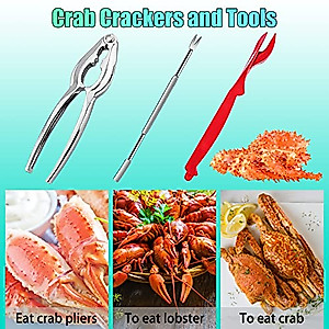 7Pcs Crab Claw Crackers and Tools Set, Seafood Tools Set Crab Leg Crackers and Picks Tools Including 2 Lobster Shell Crackers and 4 Seafood Forks Kit