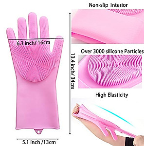Pet Grooming Gloves for Bathing and Hair Removal, Dogs and Cats Bath Shampoo Brush , Soft and Durable Silicone Scrubber Glove for Pets Shower Like Horse, Dog and Cat