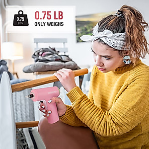 WORKPRO Electric Cordless Screwdriver Set, 4V USB Rechargeable Lithium-ion Battery Power Screwdriver Kit with LED Light, Screw Gun with 28pcs Accessories for Home, Office, Apartment Repair - Pink