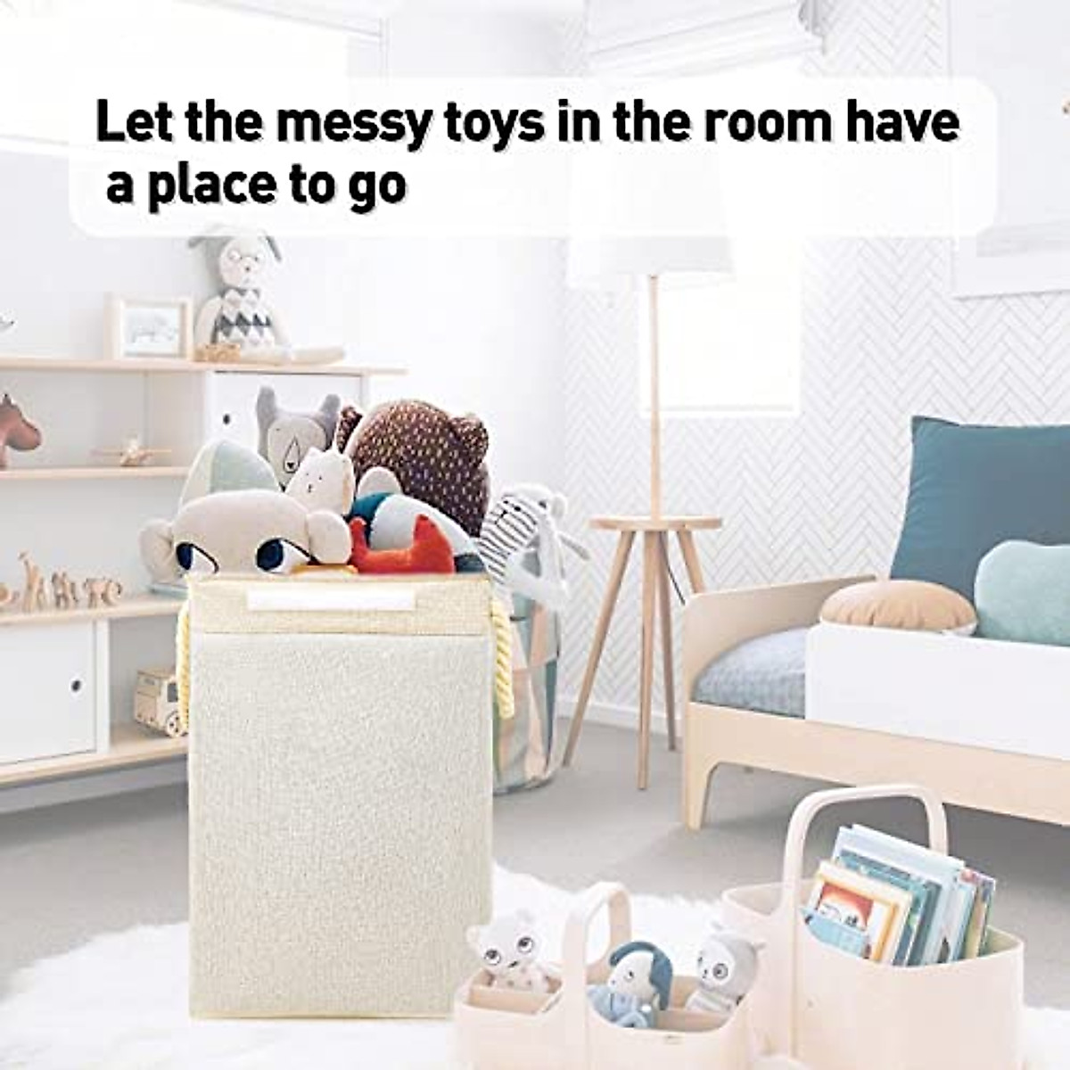 GZMXM Laundry Basket Hamper with Lid and a Removable Bag 72L Large Collapsible Laundry Baskets Dirty Clothes Hamper with Detachable Rods, Foldable Washing Bin for Clothes and Toys - Beige