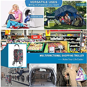 TYUAN Shopping Cart | 6 Wheel Market Cart - 3 Wheels on Each Side | 2 in 1 Foldable Market Stroller and Hand Truck | Staircase Shopping Cart, 60 L,C