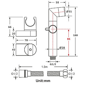Bidet Sprayer for Toilet, Stainless Steel Handheld Bidet Toilet Sprayer Set with Hose, Easy Install, Perfect for Personal Hygiene,Black (Color : Black with Angle Valve)