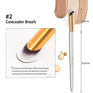 docolor Concealer Brush and Foundation Brush for Liquid Makeup, 2PCS Angled Kabuki Blending Makeup Brush Perfect for Liquid Cream Powder Blending,Stippling,Highlighter and Nose Contour
