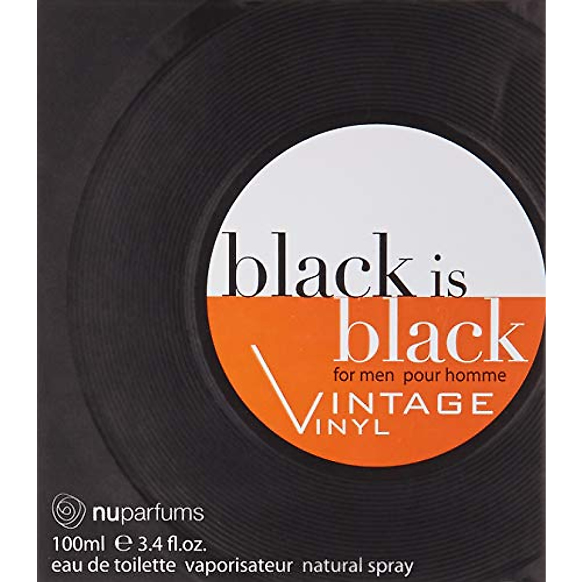 Nu Parfums Black Is Black Vintage Vinyl Eau de Toilette Spray for Men, 3.4 Ounce