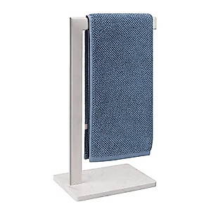 BathAce Hand Towel Holder, Hand Towel Stand for Bathroom with Marble Base, 304 Stainless Steel Stand L Shape Hand Towel Rack Free-Standing Towel Bar for Bathroom Kitchen Countertop, Chrome