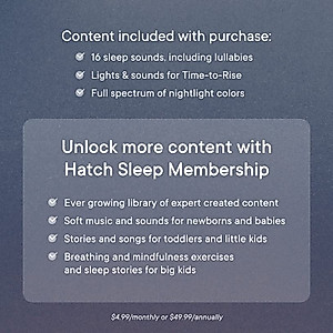 Hatch Rest Baby Sound Machine, Night Light | 2nd Gen | Sleep Trainer, Time-to-Rise Alarm Clock, White Noise Soother, Music & Stories for Nursery, Toddler & Kids Bedroom (Wi-Fi)