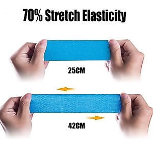 Kinesiology Tape Pro Athletic Sports (3 Rolls,60 Precut Strips) Waterproof Breathable Latex Free Tape for Ankle Wrists Knees Elastic Running Tennis Swimming Football Sports Activities Tapes(Blue)