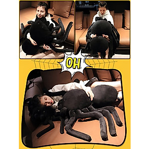 HOUPU Spider Stuffed Animal - Cute, Huggable, Soft Fur Plush Toy for Kids & Adults (Small: 7.8in x 11.8in)