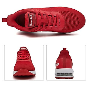 Akk Women Sneakers Walking Shoes - Womens Air Athletic Running Shoes Non Slip Air Shoes Mesh Fashion Sneakers Breathable Gym Work Tennis Shoes Red Size 8