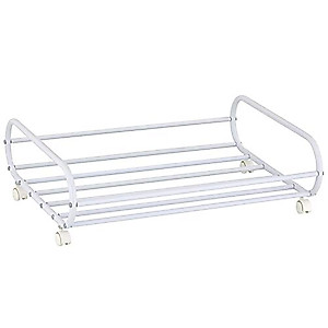 MyGift 24-Inch Rolling Stainless Steel Silver Metal Under Bed Storage Cart, Space Saving Organizer Rotating Wheels