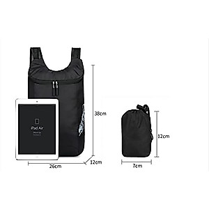 14L Hiking Backpack Lightweight Packable Hiking Daypack Water Resistant Lightweight Foldable Hiking Backpack for Travel Camping Outdoor Small Travel Outdoor Foldable Shoulder Bag (Black)