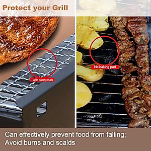 lamphle Grill Matt for Outdoor Grill, 3Pcs Grill Mat 12x10 Inch Fine Hole Even-Heat Non-stick BBQ Mat for under BBQ, Easy to Clean Reusable Grill Mats for Outdoor Grill 3pcs
