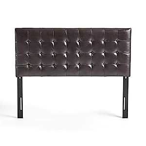 Christopher Knight Home Bellmont Button Tufted Leather Headboard, Queen / Full, Brown