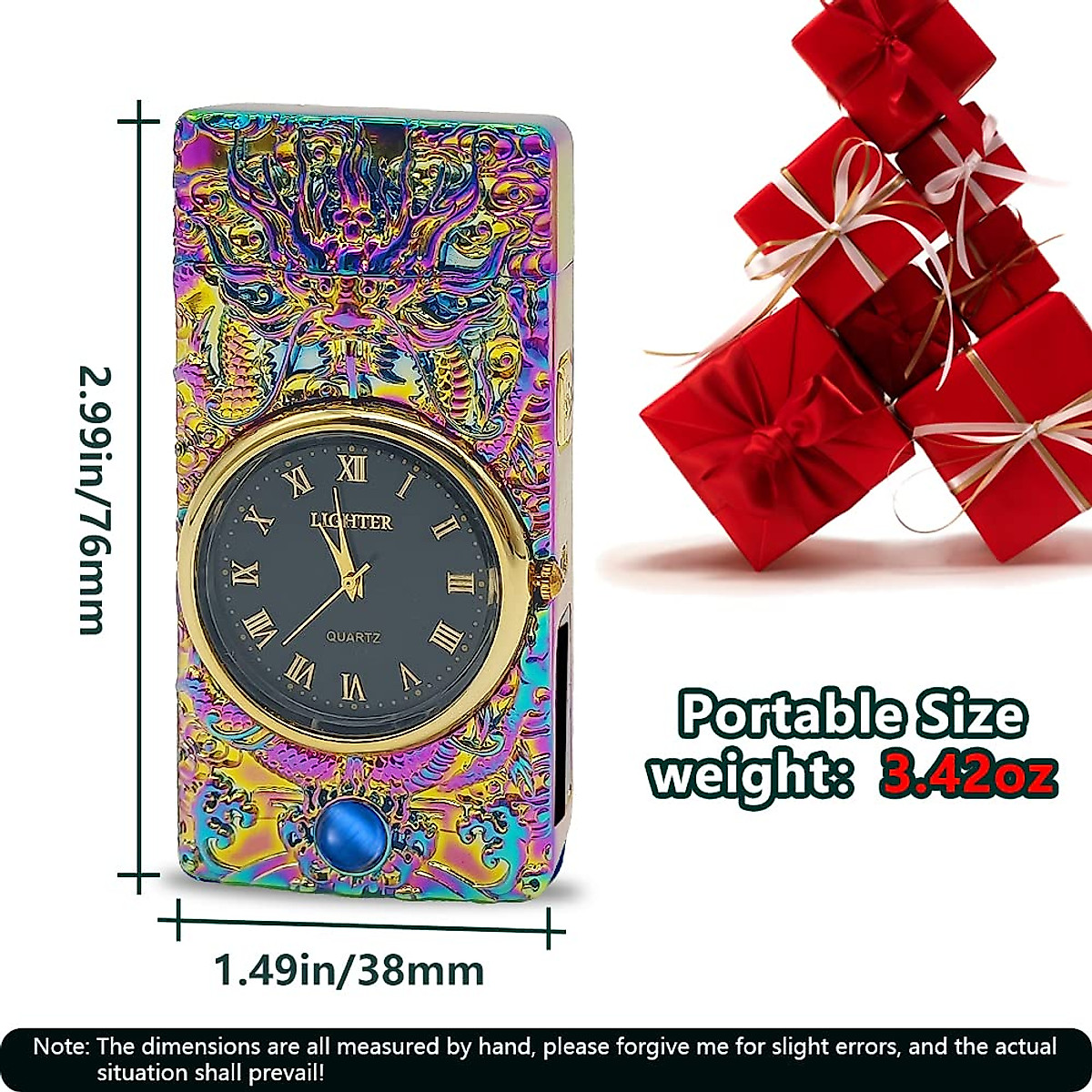 SKRFIRE Luxury Watch Lighter for Men, USB Lighters Rechargeable Plasma Arc Lighter, Windproof Flameless Butane Free Mini Portable Pocket Lighter for Candles, Outdoor Camping Activities (Multicolour)