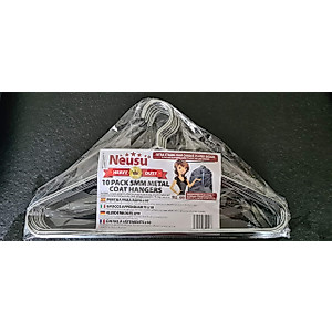 Neusu Heavy Duty Hangers - 5mm Solid Metal, Hold Over 35 Lbs, Extra Strong Coathangers for Heavy Clothes - Hotel Quality (10 Pack)