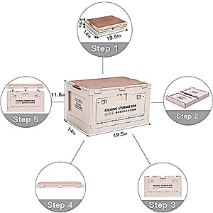 Nice C Storage Bin Tote 55 Qt, Organization and Storage, Closet organizer, Collapsible Storage Box, Organizing Containers Plastic with Wood Lid and 2 Side Doors, Stackable Organizer(Set of 1)