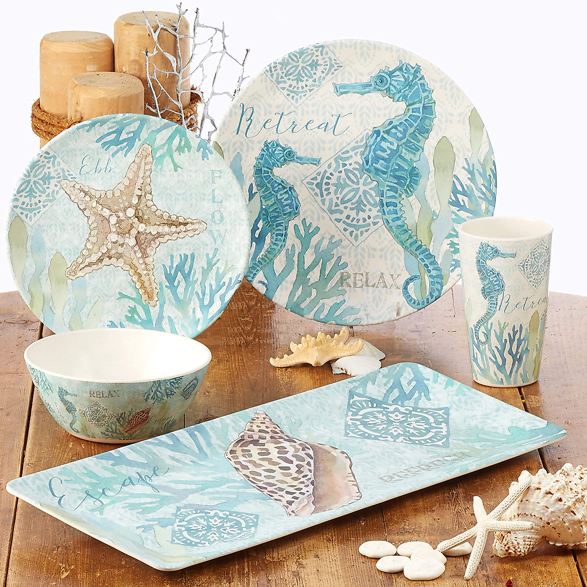 Certified International Beachcomber 6.5" Melamine 28 oz. All Purpose Bowls, Set of 4, Multi Colored