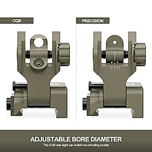 Feyachi Flip Up Rear Front and Iron Sights Best Backup fits Picatinny & Weaver Rails (Sand)