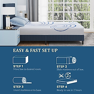 EGOHOME 8 Inch Twin XL Mattress, Charcoal Gel Cooling Memory Foam Mattress in a Box, Medium Fiberglass Free Mattress Made in USA, CertiPUR-US Certified, Blue