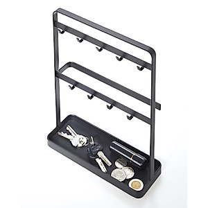 Yamazaki Home Key Rack - Modern Hook Organizer Stand Steel One Size Black