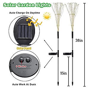 ITICdecor Solar Garden Lights Solar Firework Lights Upgraded 2Pack 120 LED Landscape Starburst Stake Fairy Light Outdoor Waterproof with 8 Modes for Garden Yard Flowerbed Pathway Decor
