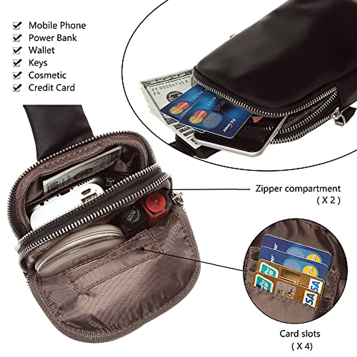 INICAT Small Crossbody Sling Bags Nylon Fanny Packs Travel Shoulder Purses for Women(Blue)