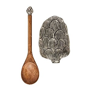 Mud Pie Artichoke Spoon Rest Set, 6 1/4" x 4 1/4" 10", Atrichoke