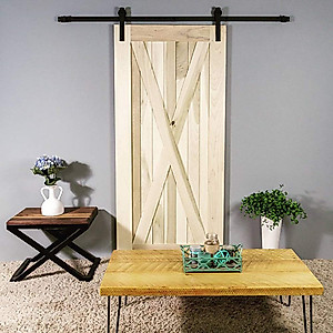 WOHLLEBEN 6 Feet Heavy Duty Sliding Barn Door Hardware Kit Easy to Install, Smoothly and Quietly, Sliding Doors Hardware Track Kit Suitable for Bedroom and Barn Storage(Classic, 72.04 inch)