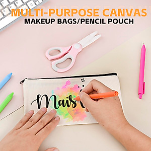 USCNC 10 Pcs 8.x 4.7 Inch Blank Canvas Makeup Bags, Blanks Cosmetic Bags, DIY Craft canvas pencil pouch, Beige Multi-Purpose Travel canvas zipper pouch
