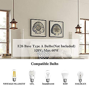 LNC Faux-Wood Pendant Lighting, Farmhouse Hanging Fixture with Glass Shades for Kitchen Island, Bedroom, Dining Room, Hallway and Foyer