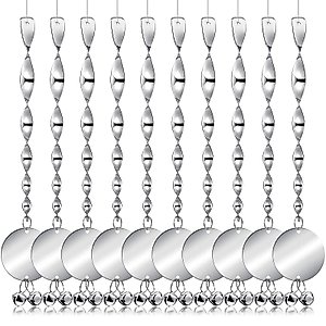 10 Pack Bird Scare Discs Set Silver Spiral Rods with Bells Keep Birds Away from Garden, Fruit Trees, Window, Patio, House