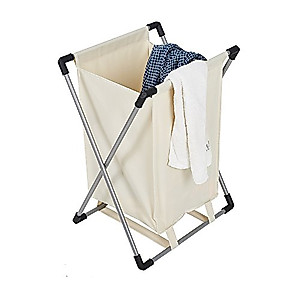 Dporticus Single Basket Floding Laundry Hamper with X-Frame for Apartment Home College Use