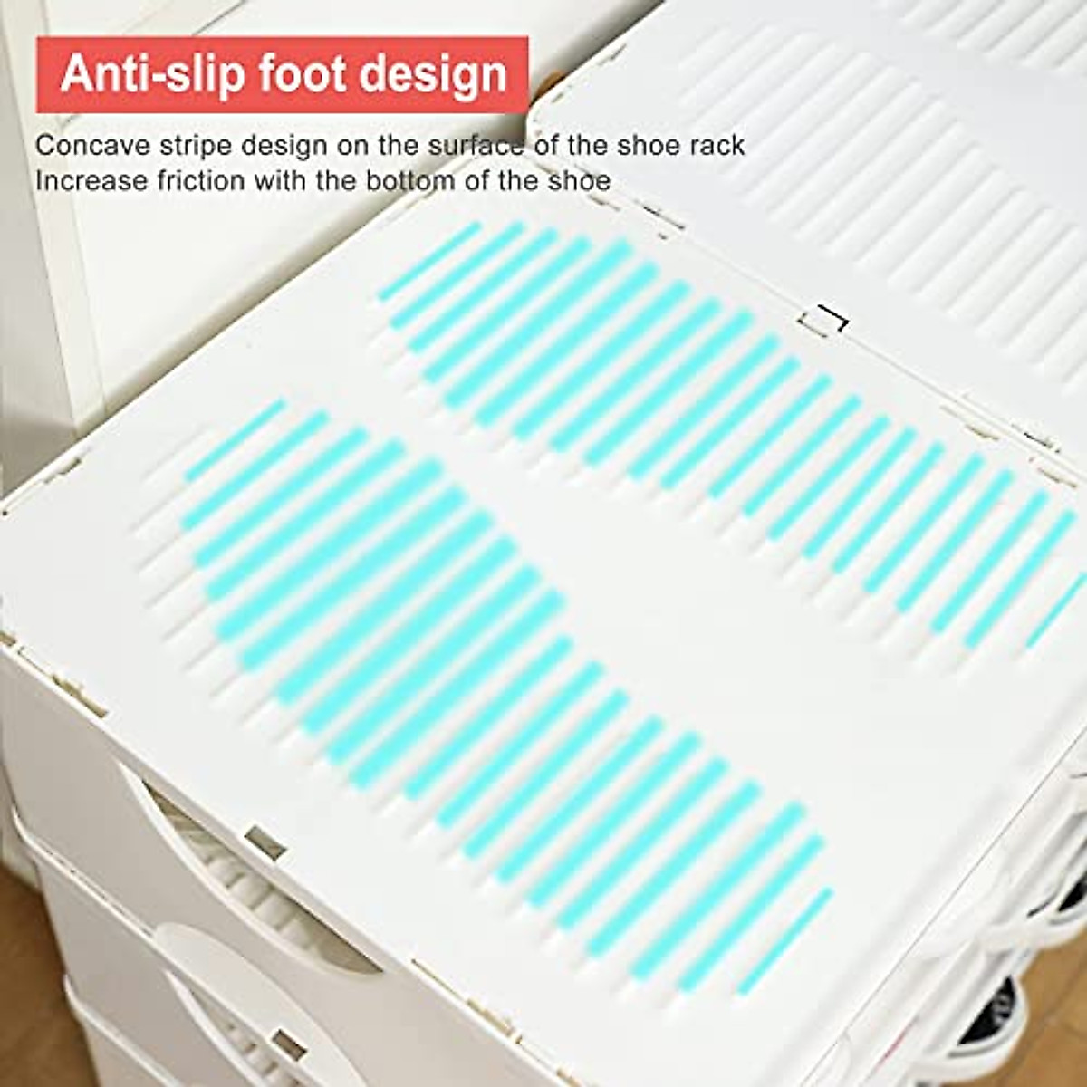 TXALWIQ 6-Tier Shoe Rack,Stackable Shoe Storage Organizer for Bedroom Entryway, Adjustable Shoe Rack,Shoe Slots Organizer Shelf, Easy Clean Shoe Tower Rack,White