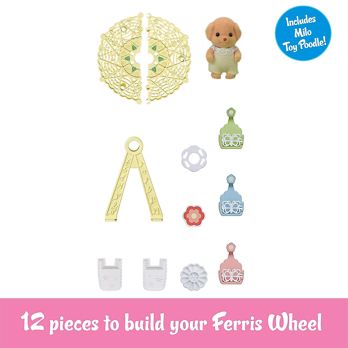 Calico Critters Baby Ferris Wheel, Dollhouse Playset with Toy Poodle Figure Included
