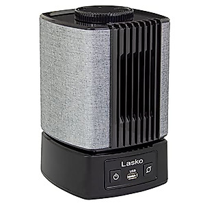 Lasko SB100 SlumberBreeze 2-in-1 Small Table Fan and White Noise Machine for Better Sleep in the Bedroom and Focus in the Home Office, Black