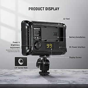 Neewer on Camera Video Light Photo Dimmable 176 LED Panel with 1/4" Thread for Canon, Nikon, Sony and Other DSLR Cameras, 5600K (Battery Not Included)