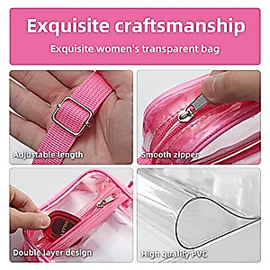 WJCD Clear Bag Stadium Approved PVC Concert Clear Purse Clear Crossbody Purse Bag clear bags for women,With front pocket (Pink)