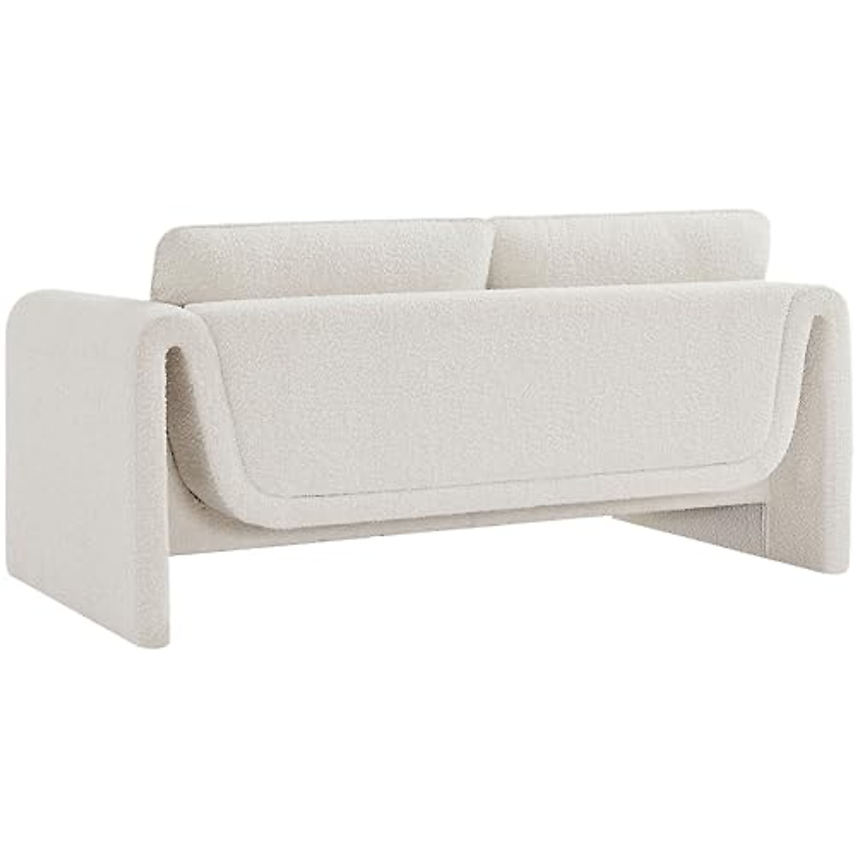 Meridian Furniture 198Cream-L Stylus Collection Modern | Contemporary Boucle Fabric Upholstered Loveseat with Rich Cream Boucle Fabric, Curved Arms, 64" W x 38" D x 31" H, Cream