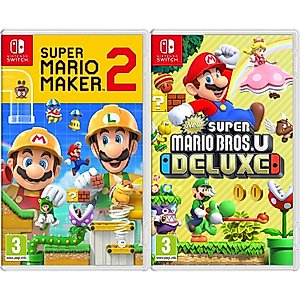 Super Mario Maker 2 + New Super Mario Bros. U Deluxe - Two Game Bundle - Nintendo Switch (European Version)