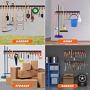 TVKB 68'' All Metal Garden Tool Organizer Adjustable Garage Tool Organizer Wall Mount Garage Organizers and Storage with Hooks Tool Hangers for Garage
