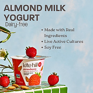 Kite Hill Strawberry Almond Milk Yogurt, 5.3 Ounces, Dairy Free