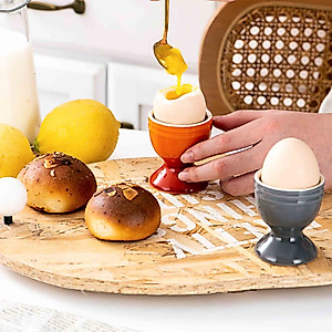 UNICASA Ceramic Egg Cups, Porcelain Colorful Egg Cup Set of 6, Stand Holder for Soft Boiled Eggs, Microwave & Dishwasher Safe