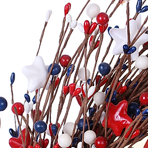 LLZLL 20Inch Patriotic Wreaths for Front Door 4th of July Handmade Red White and Blue Berry Wreath Fourth of July Memorial Day Independence Day Patriotic Wreath for Front Door Decorations