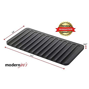 Self-Draining 2 in 1 Silicone Drying Mat and Trivet by Modern Joe's. Premium Space Saving Dish and Glassware Silicone Mat. Made from Food-grade, Dish Washer Safe and Heat Resistant (Gray)