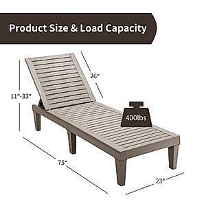 COSTWAY 2 PCS Patio Lounge Chair Chaise Recliner Weather Resistant Adjust Brown