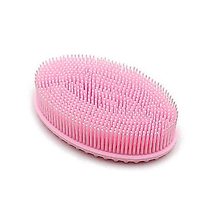 DNC Exfoliating Silicone Body Scrubber Shower Bath Body Brush Easy to Clean, Lathers Well, Eco Friendly (Pink)