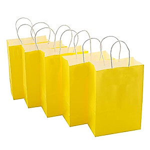 ysmile 24 ct Gift Kraft Paper Bag with Handle for Birthday Party Favor for Present in Bulk 8.2x5.9x3.1 from Yellow