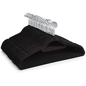 ThermalinX Premium Velvet Hangers 50 Pack - Non-Slip, Durable, Space Saver Clothes Hangers - Black Hangers with 360 Degree Rotatable Hook - Heavy Duty Coat Hangers - Black