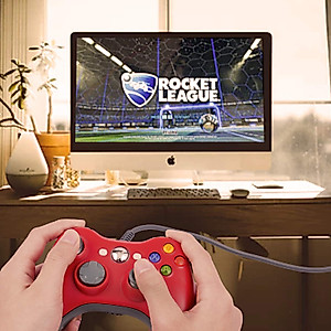 ONE250 USB Wired Game Pad Controller, Compatible with Xbox 360, Xbox 360 Slim, Windows PC - Replacement USB Wired Gamepad (Red)